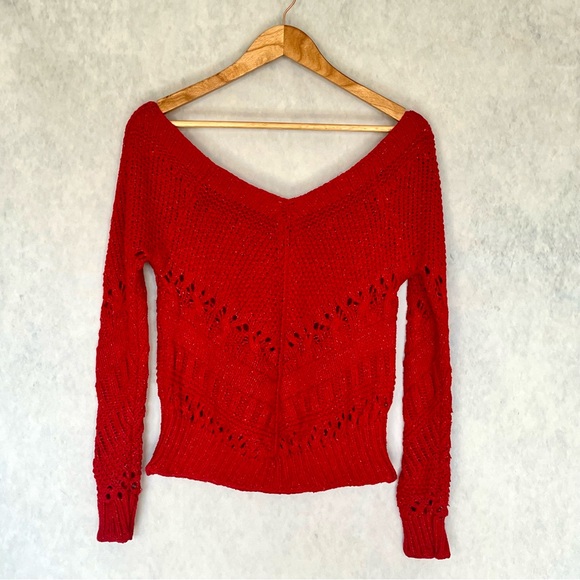 Maurices | Sweaters | Red Cable Knit Sweater V Neck Boat Neck Combo ...